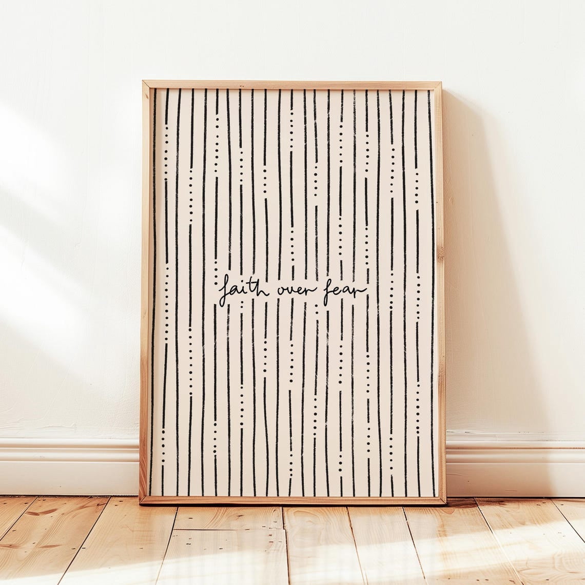 Faith Over Fear Poster Retro Positive Christianity Minimalist Wall ...