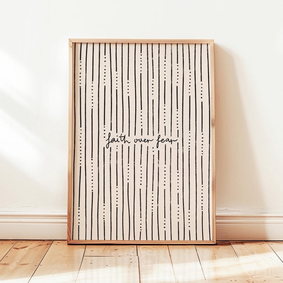 Faith Over Fear Poster Retro Positive Christianity Minimalist Wall ...