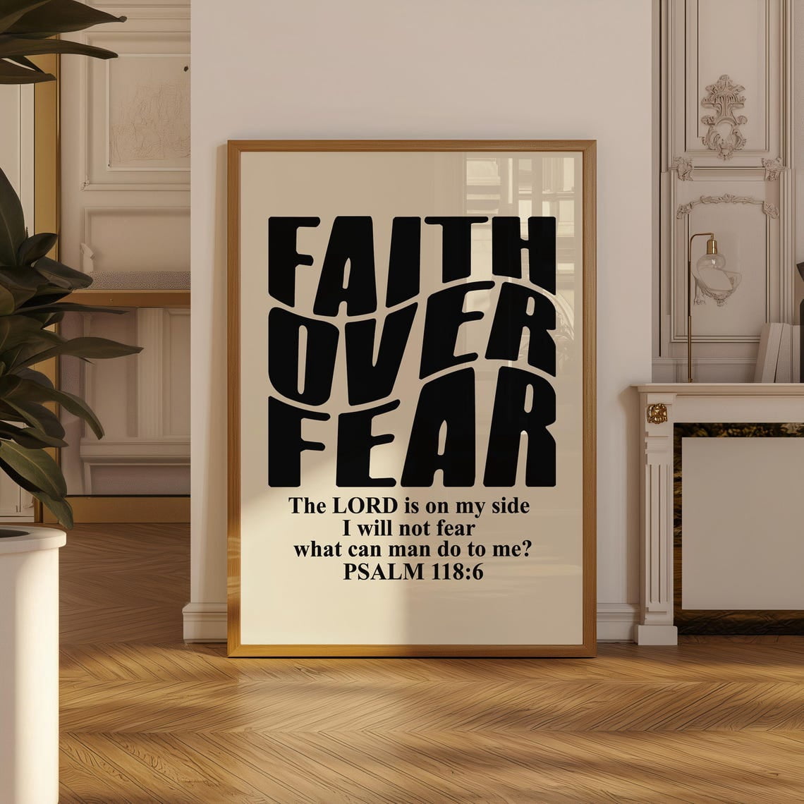 Faith Over Fear Print Retro Psalm Scripture Bible Verse Art, Unframed ...