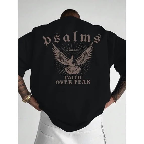 Faith Over Fear Psalm 93 4 Bible Verse Christian Loose Fit T-Shirt ...