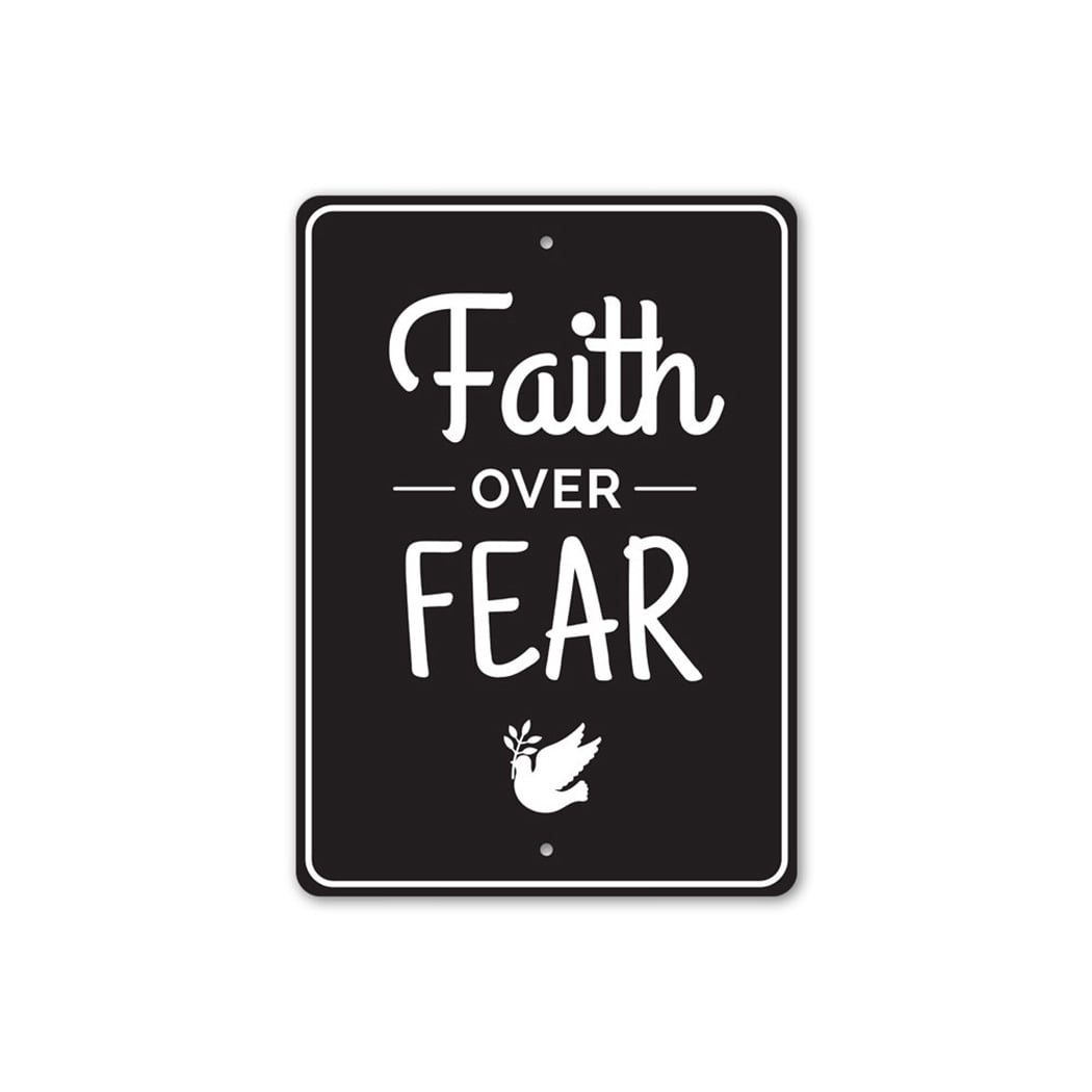 Faith Over Fear Sign, Inspirational Bible Verse Sign, Scripture Wall ...