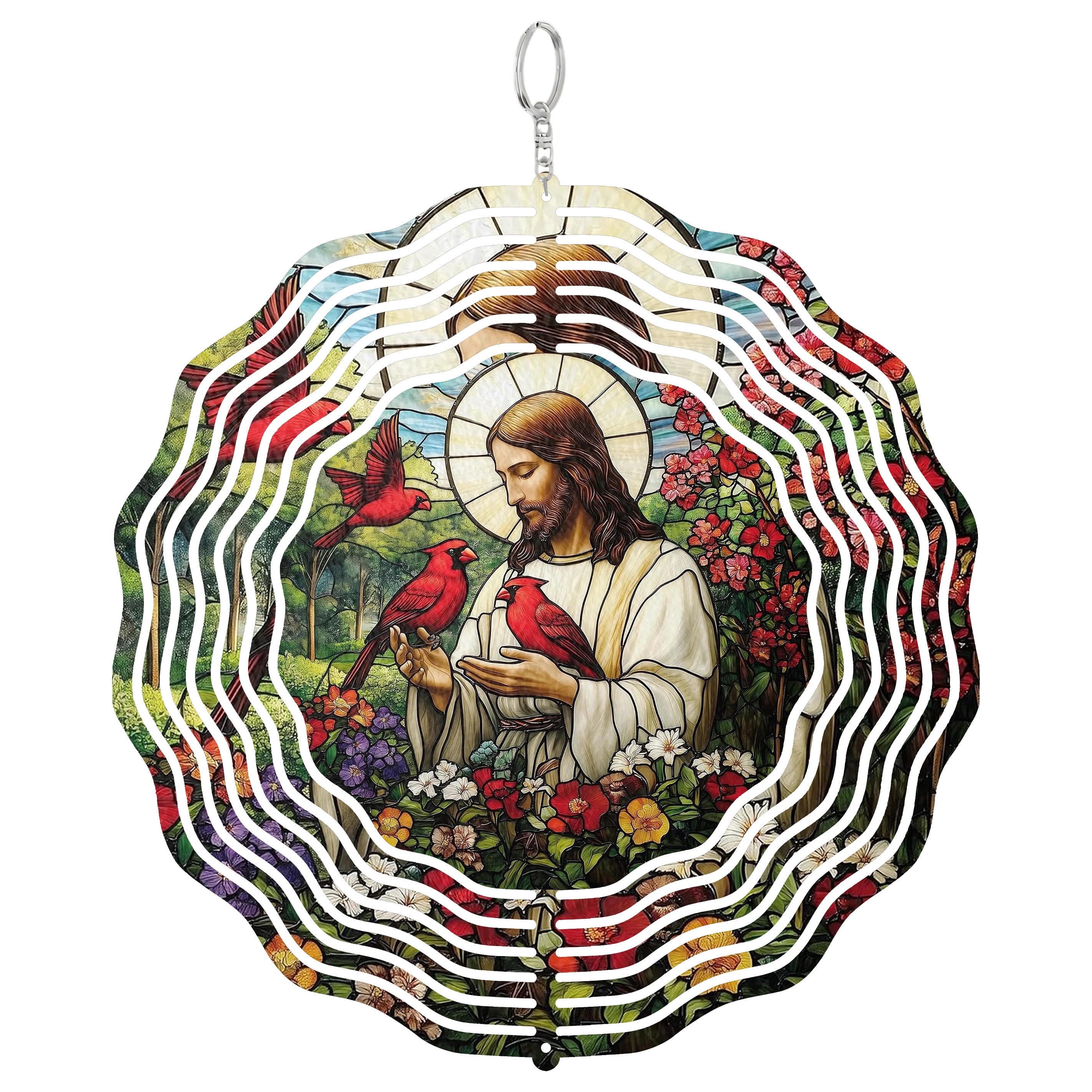 Faith Red Cardinals 3D Wind Spinner, Jesus Christian Garden Decor ...