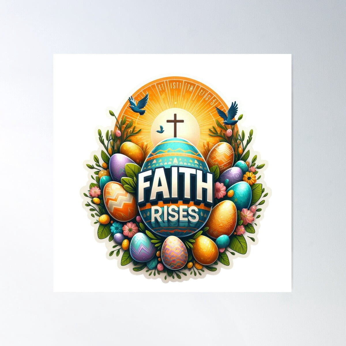 Faith Rises (Easter Gift) Poster Wall Art, Modern Wall Decor For Living ...