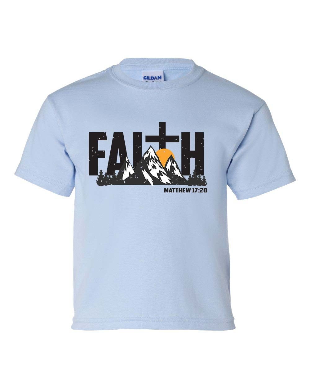 Faith Scenic Mountain and Cross Youth Kids Christian T-shirt Graphic ...