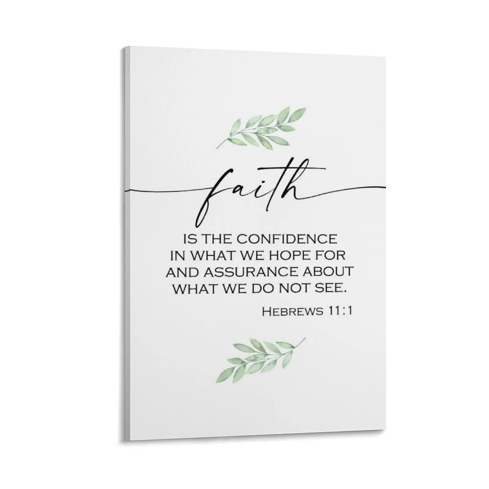Faith Scripture with Watercolor Green Foliage from Hebrews 11:1 Canvas ...