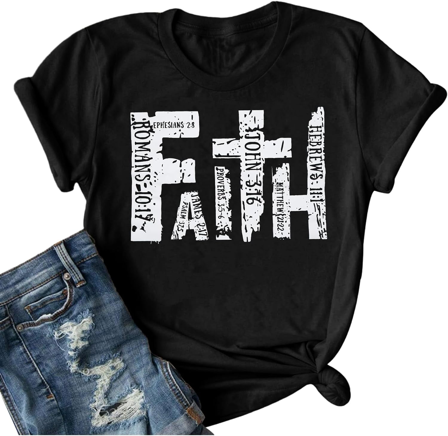 Faith Shirts for Women Bible Verse T Shirt Christian Graphic Tees Retro ...