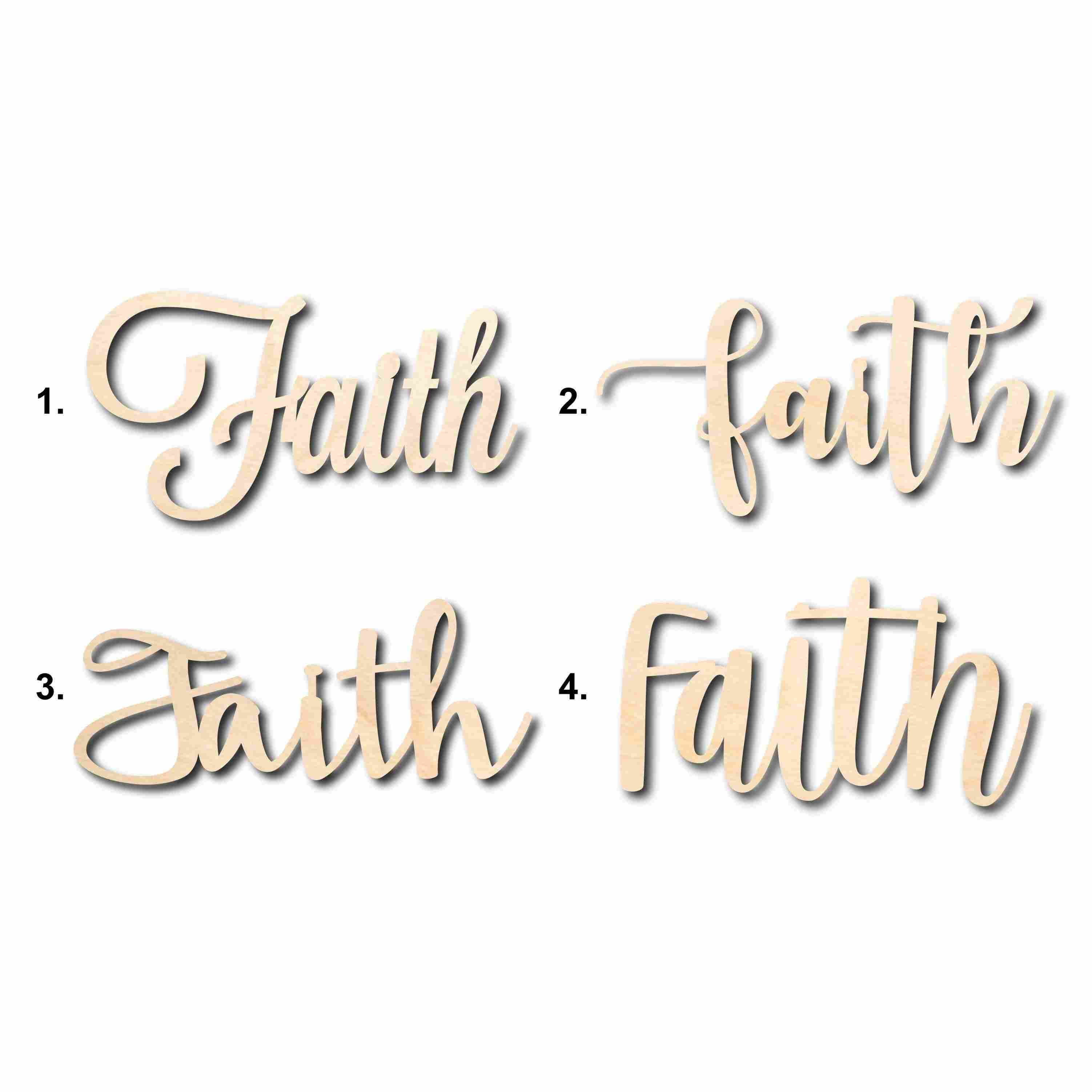 Faith Sign Unfinished Wood Cutout Home Decor DIY Option 1- 20" Wide / 1 ...