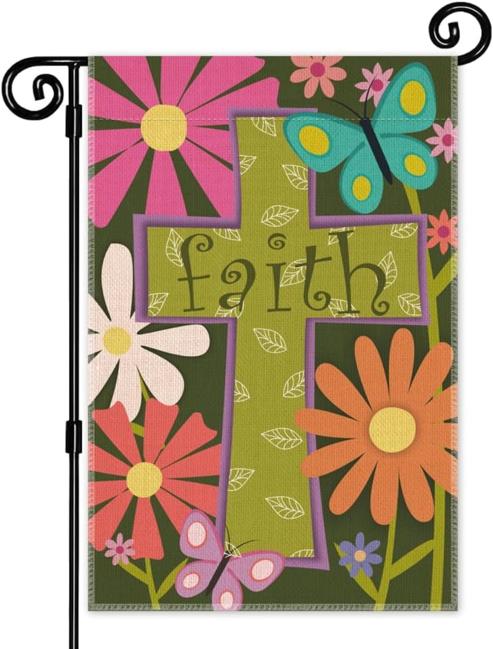 Faith Spring Summer Garden Flag, Double Sided Yard Outdoor Farmhouse ...