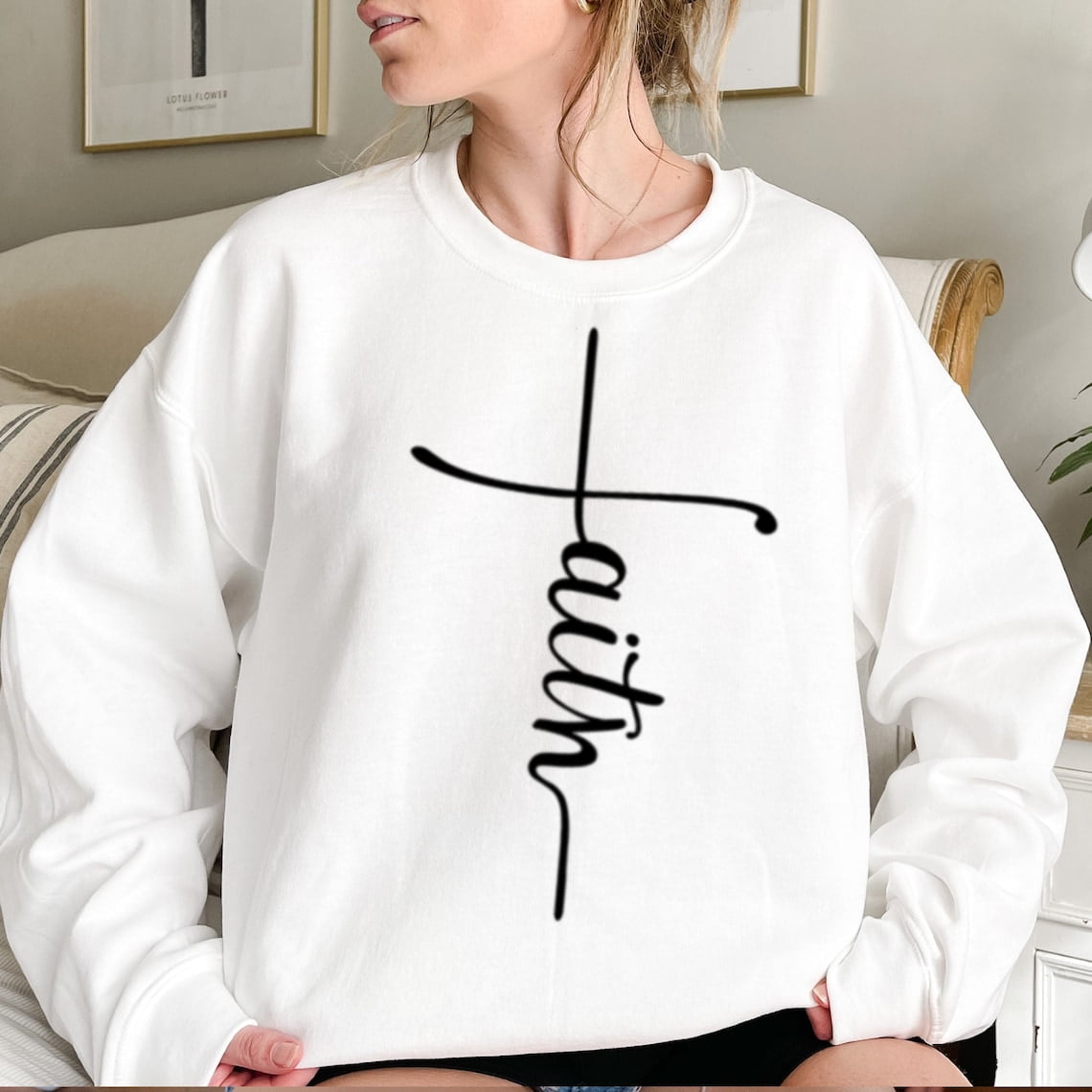 Faith Sweatshirt, Faith Cross Shirt, Christian, Love and Grace Shirt ...