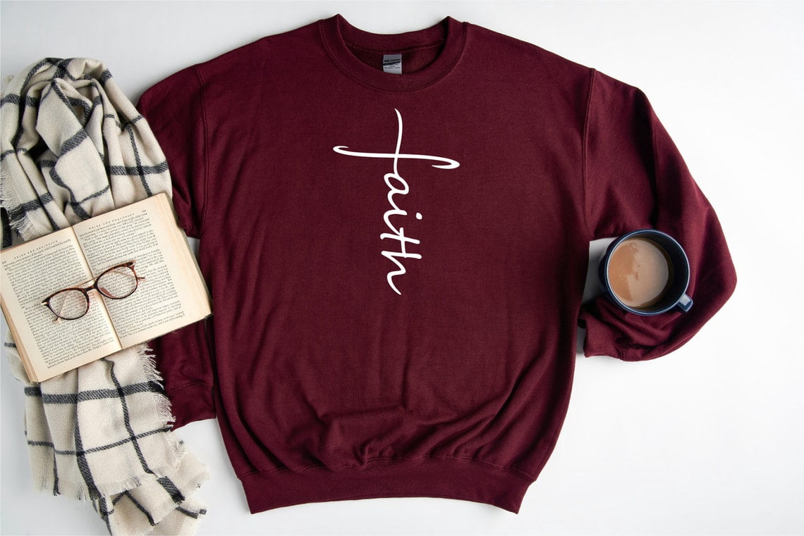 Faith Sweatshirt, Faith Cross Shirt, Christian Sweatshirt, Jesus ...