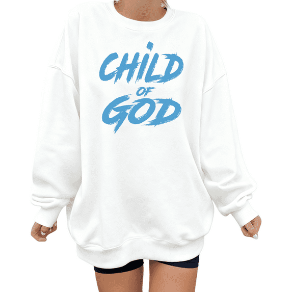 Faith Tea Gathering Fresh Blue White Graphic Sweatshirt Print ...