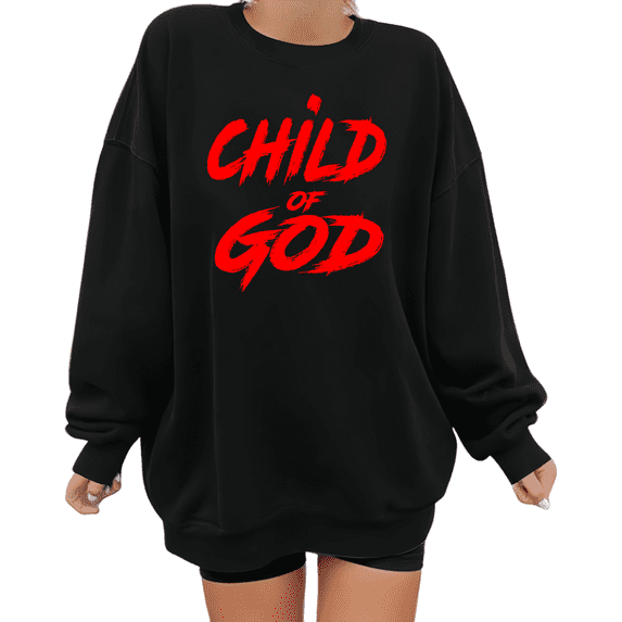 Faith-Themed Daily Eye-Catching Red Black Graphic Sweatshirt Print ...