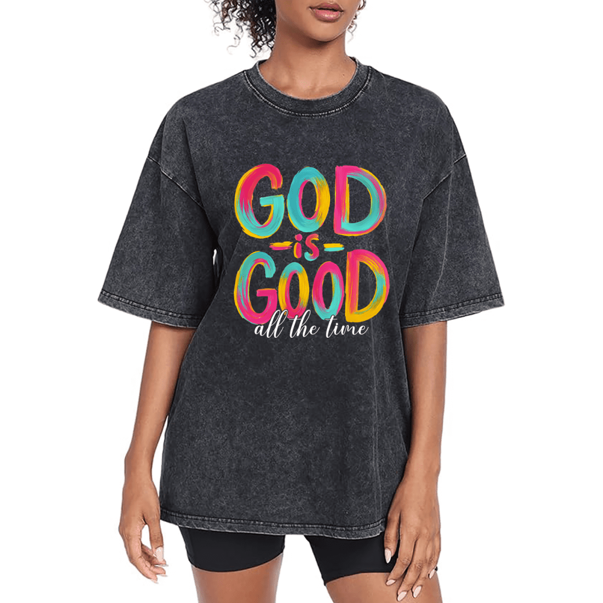 Faith Themed GOD IS GOOD Colorful Wash Print Tshirt Graphic Tees Shirts ...