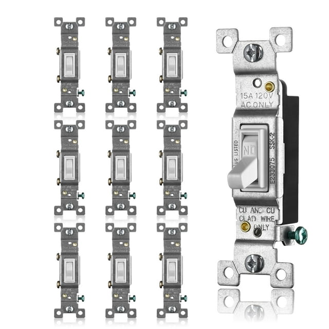 Faith White Toggle Light Switch, Single Pole Standard Wall Switch, 15 ...