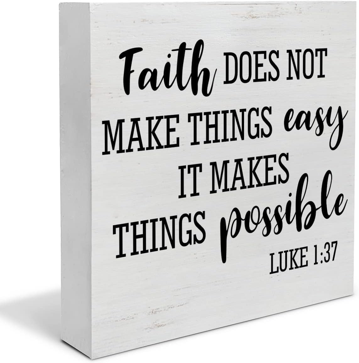 Faith Wood Box Sign Decor Desk Sign Bible Verse Wooden Box Block Sign ...