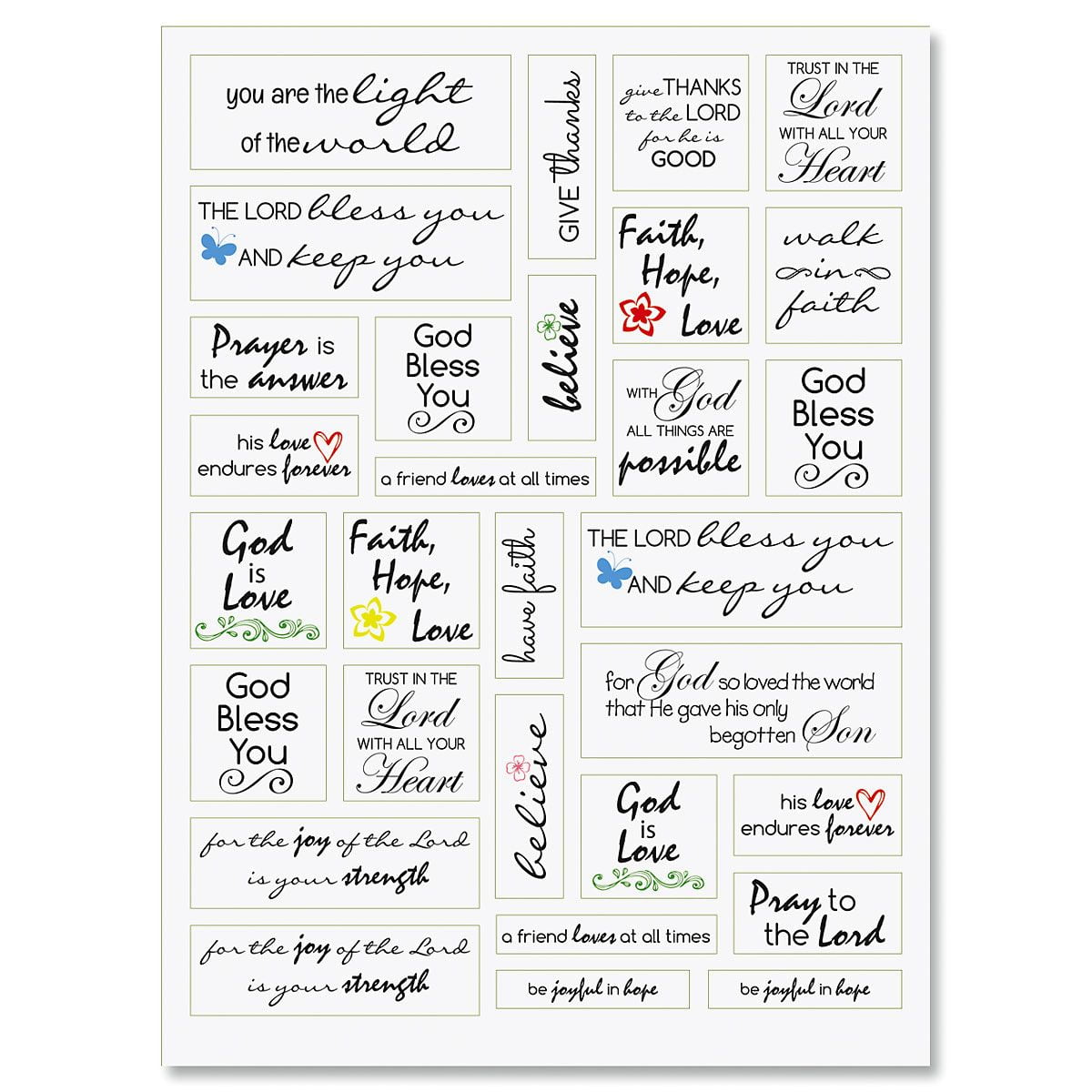 Inspirational Faith Word Stickers for Scrapbooking & Crafting - Set of ...