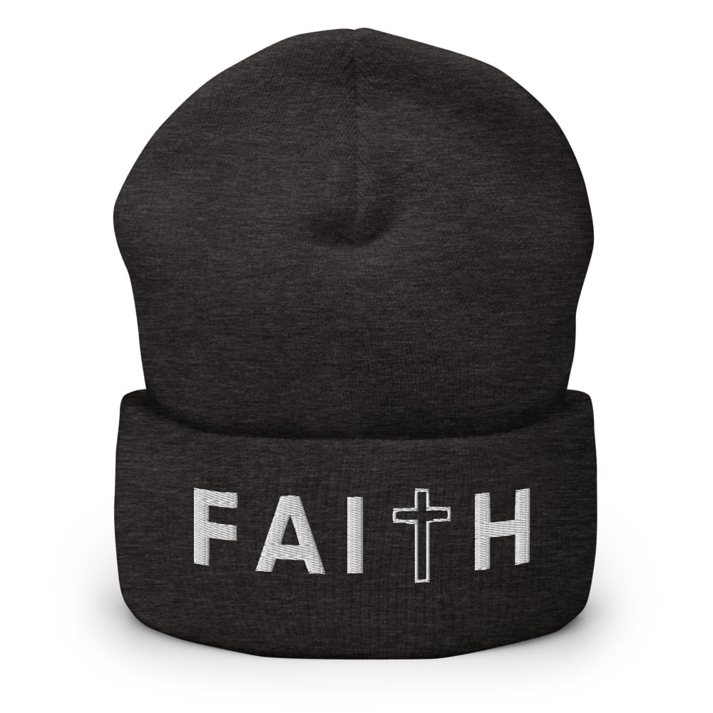 Faith hat (Embroidered Cuffed Beanie) Christian Cross cap Jesus Cross ...