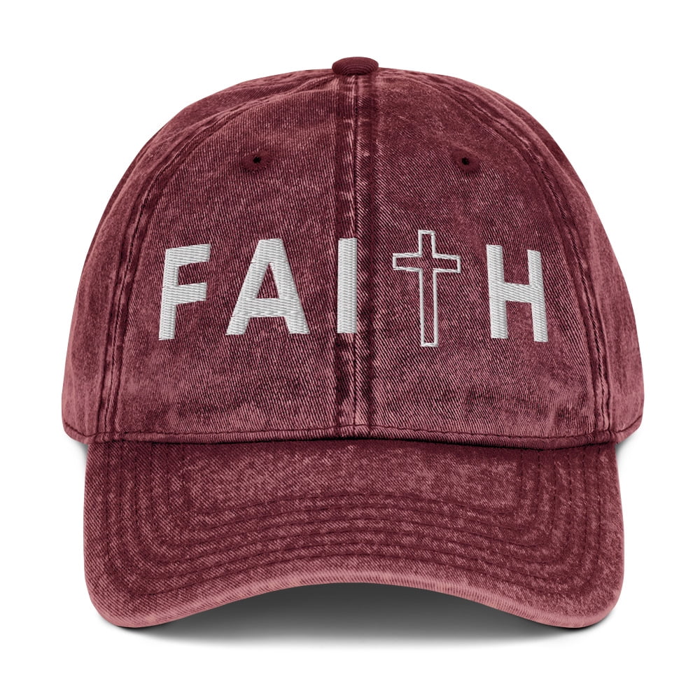 Faith hat (Embroidered Vintage Cotton Twill Cap) Christian Cross cap ...