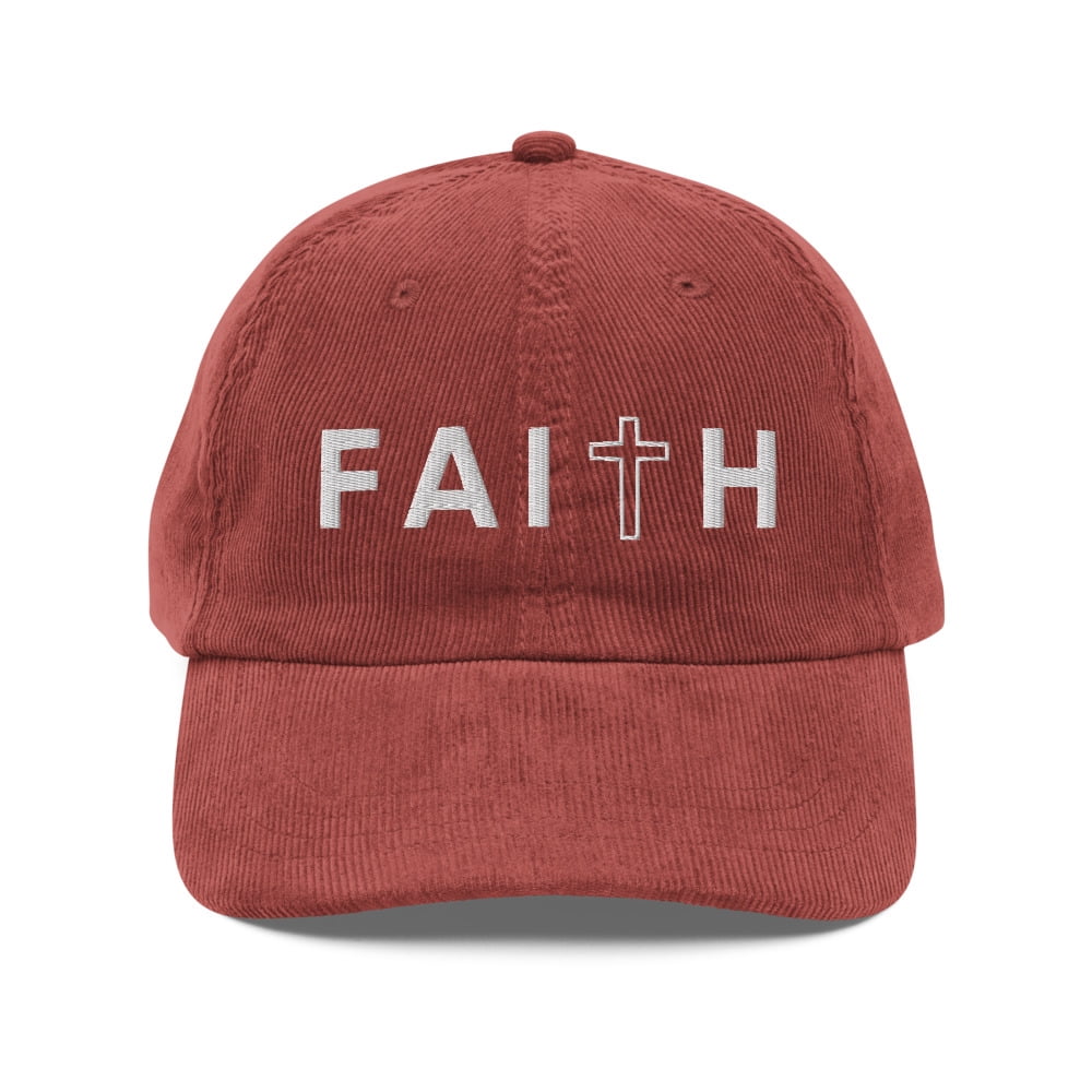 Faith hat (Embroidered Vintage corduroy cap) Christian Cross cap Jesus ...