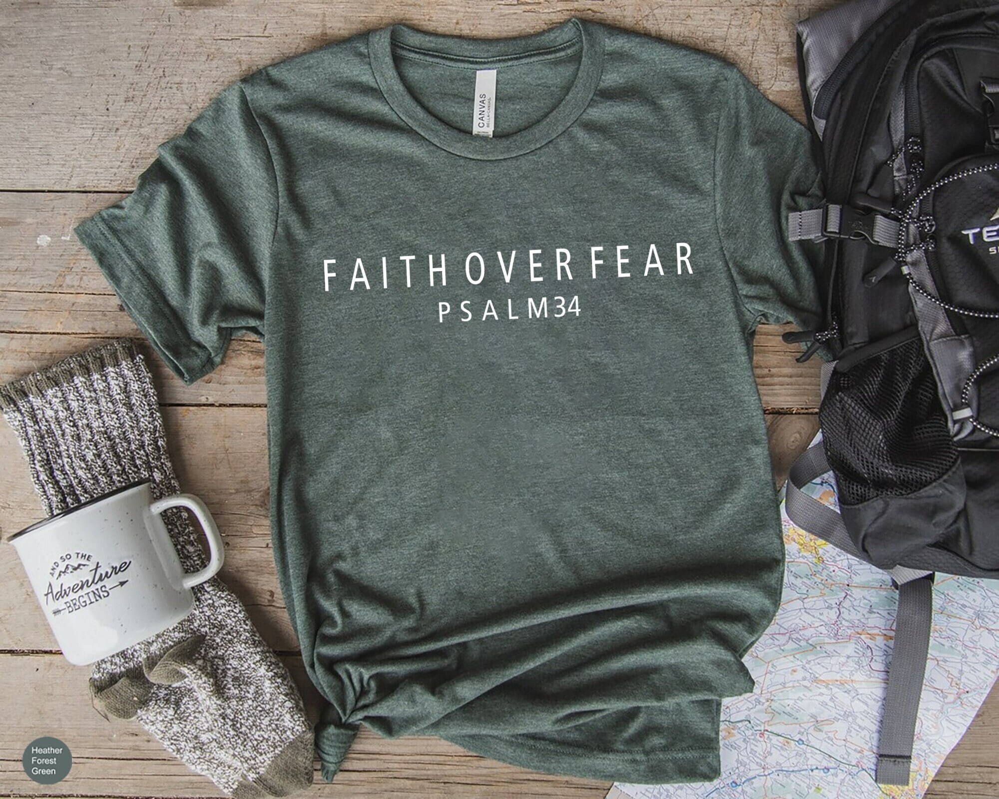 Faith over Fear T-Shirt, Psalm 34 Christian T-Shirt, Minimal Christian ...