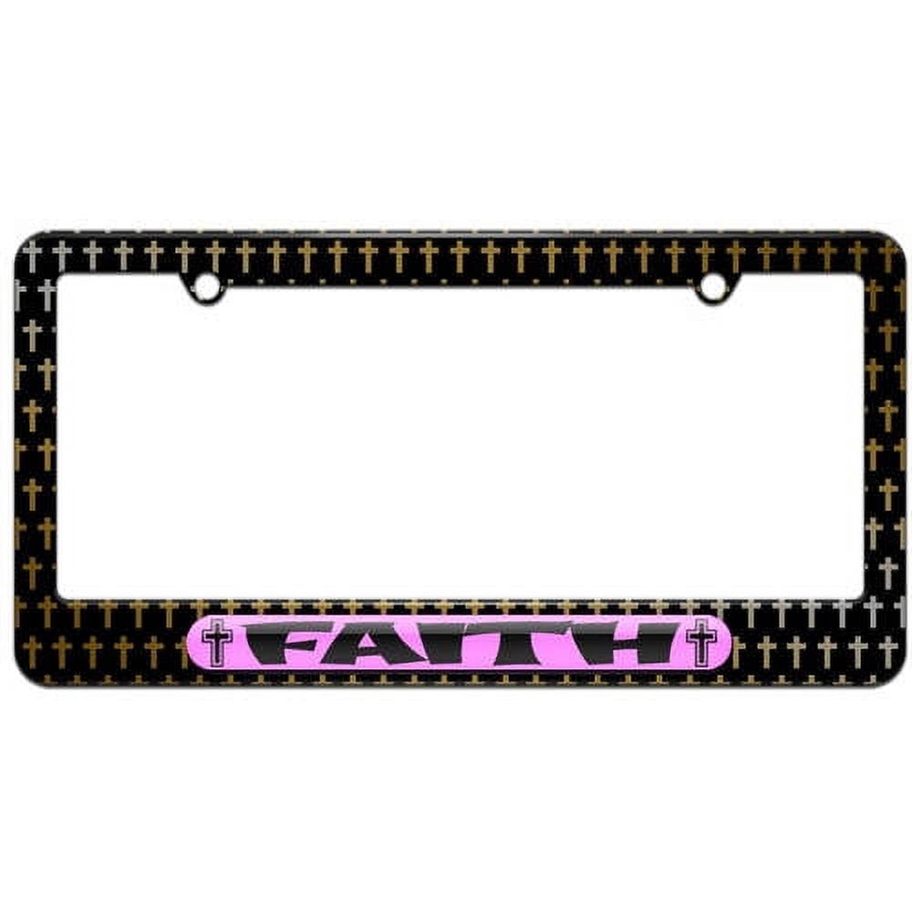 Faith with Cross, Religious Christian Pink License Plate Tag Frame ...