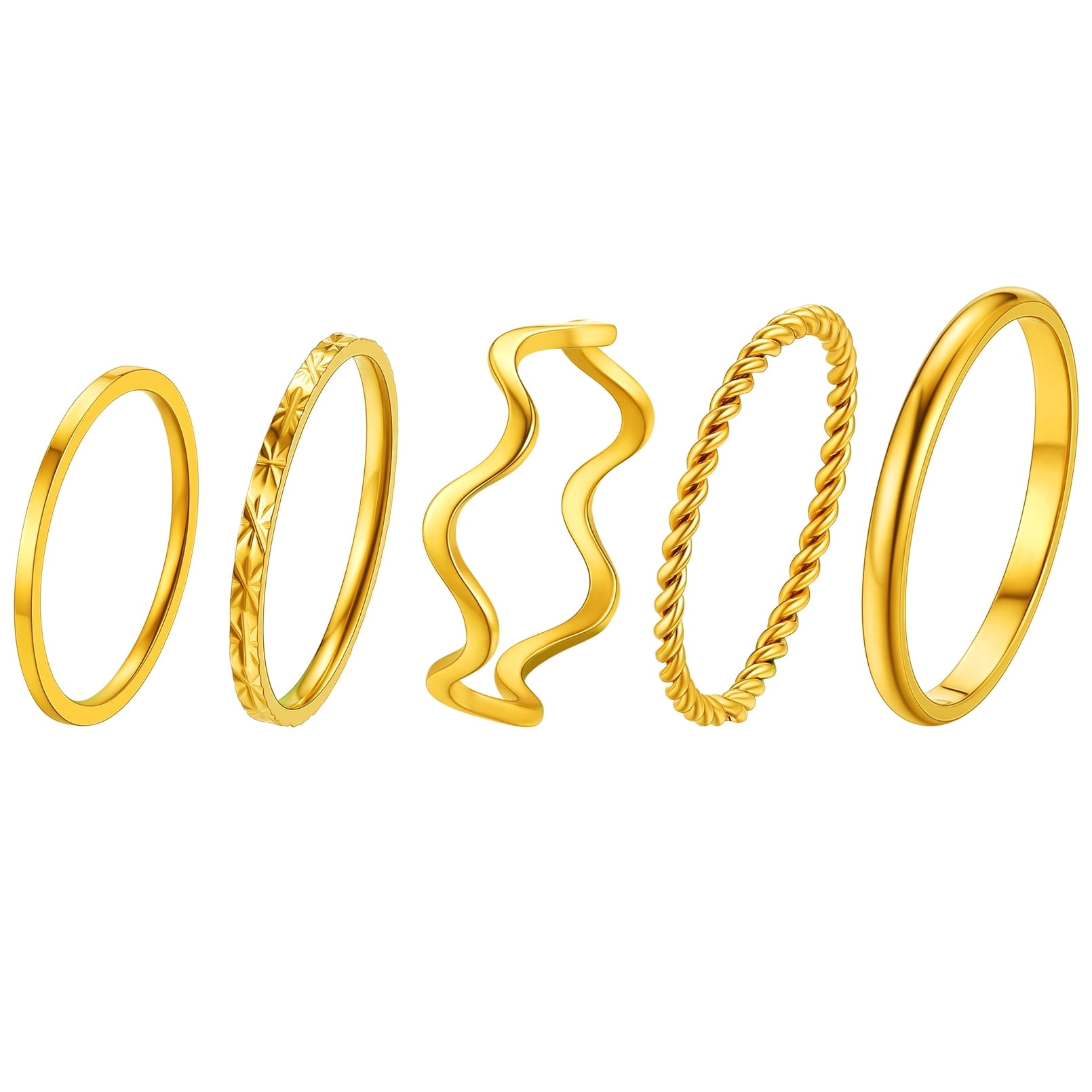 FaithHeart 5pcs Knuckle Rings Set for Women Stainless Steel Thin Dome ...