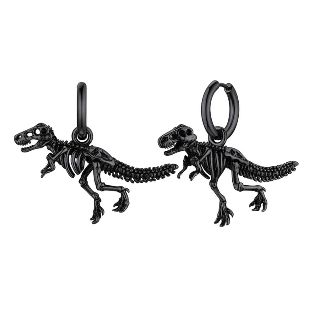 FaithHeart Black Dinosaur Hoop Earrings for Men Stainless Steel Gothic ...