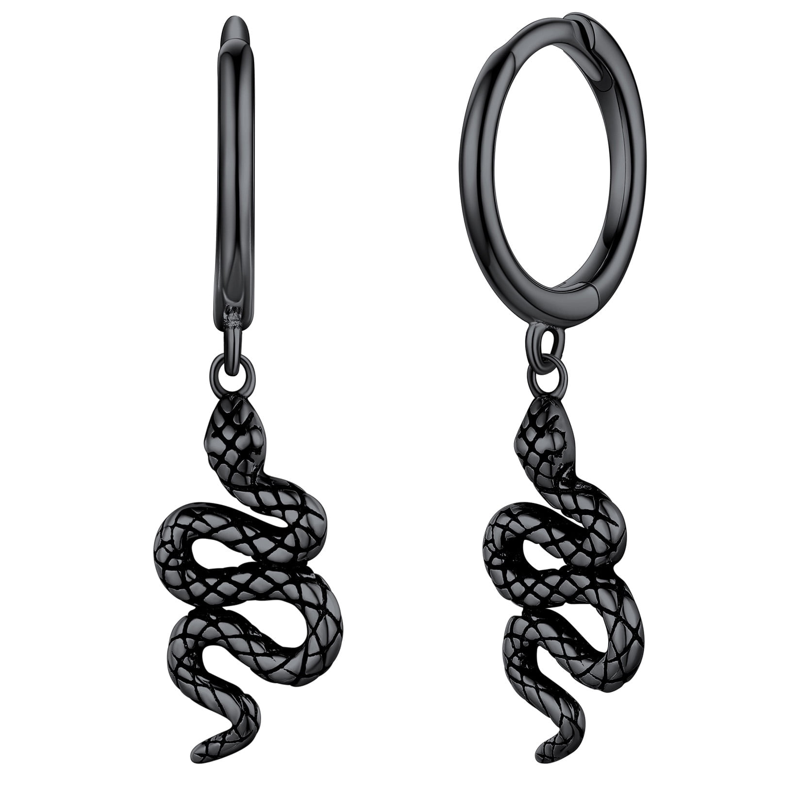 FaithHeart Black Snake Drop Earrings for Women Punk Tiny Dangling Ear ...