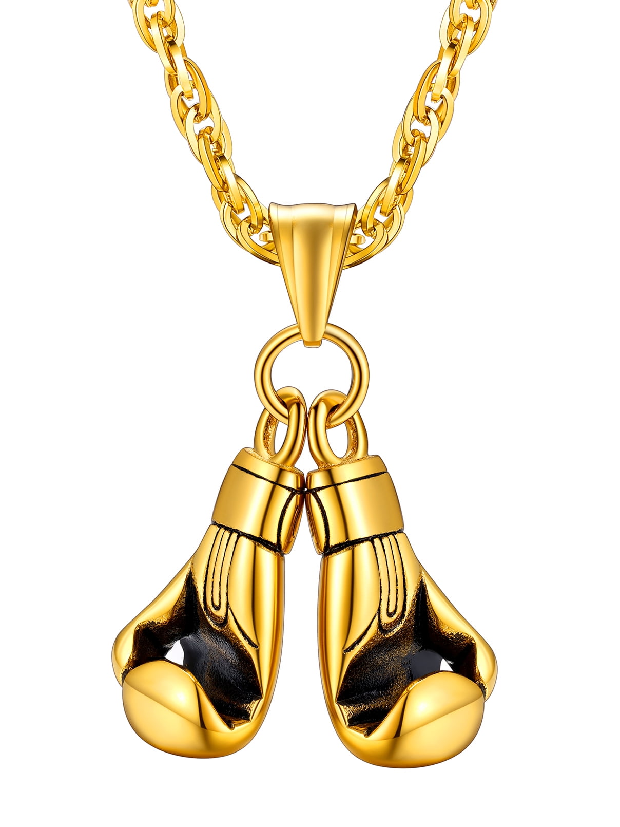 FaithHeart Boxing Gloves Necklace for Men Sturdy Gold Plated Stainless ...