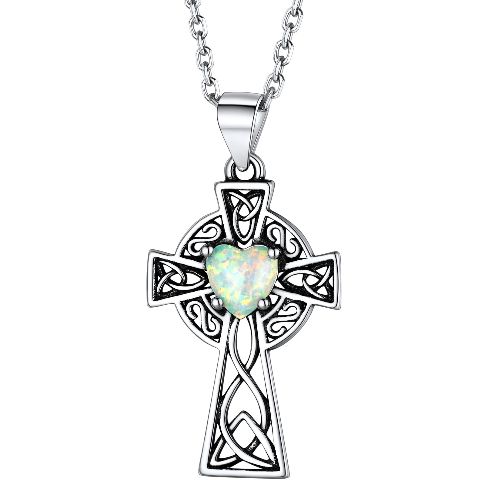FaithHeart Celtic Cross Necklace for Women 925 Sterling Silver Vintage ...