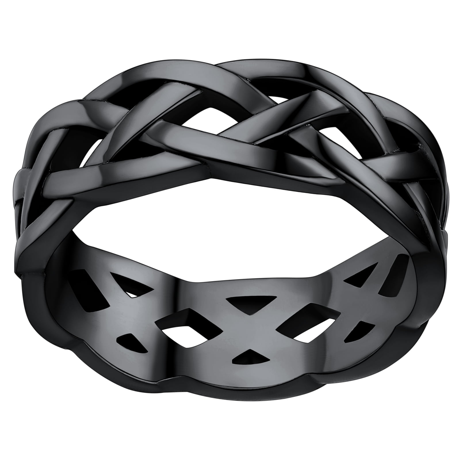 FaithHeart Celtic Knot Band Rings for Men Black Stainless Steel Viking ...