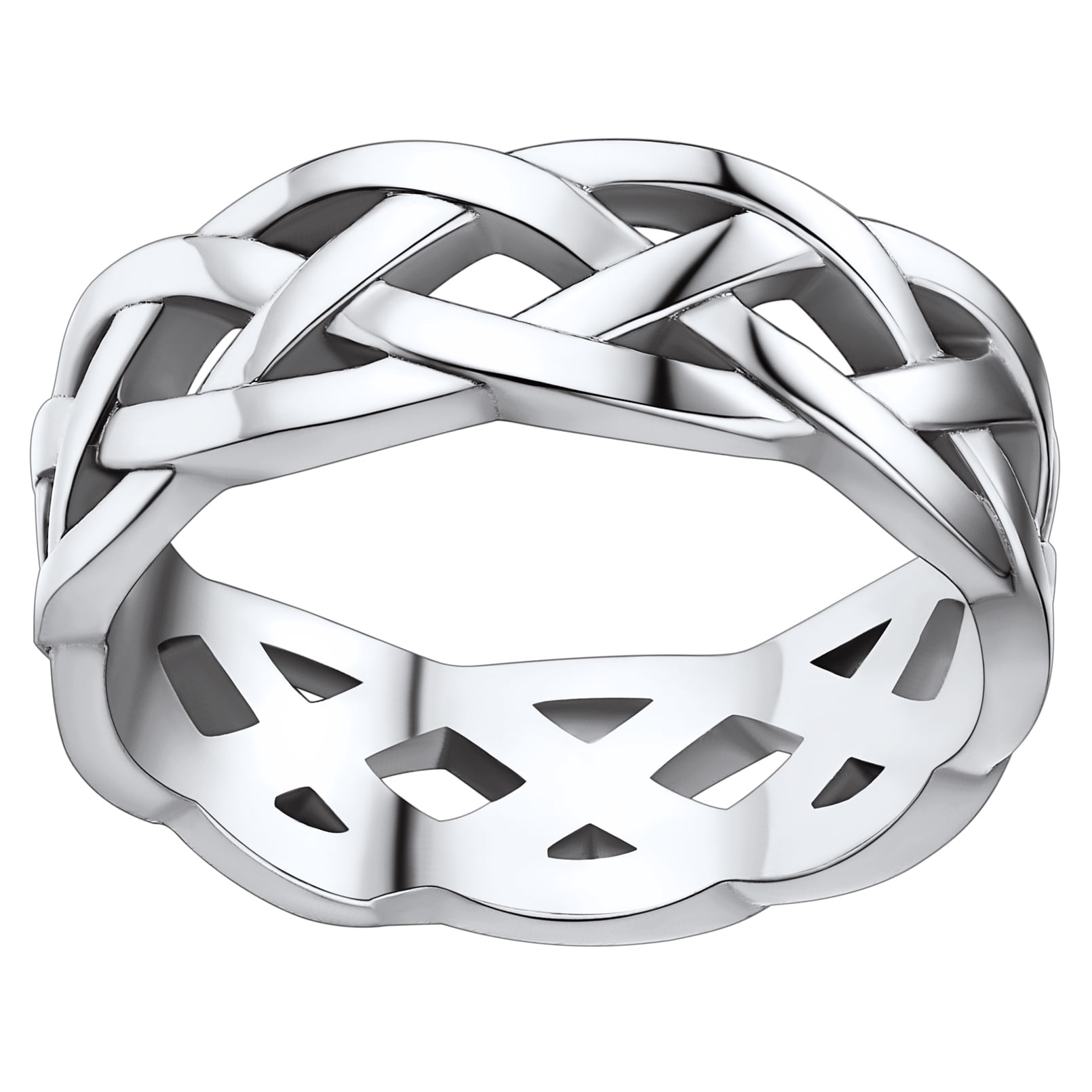 FaithHeart Celtic Knot Band Rings for Men Silver Stainless Steel Viking ...