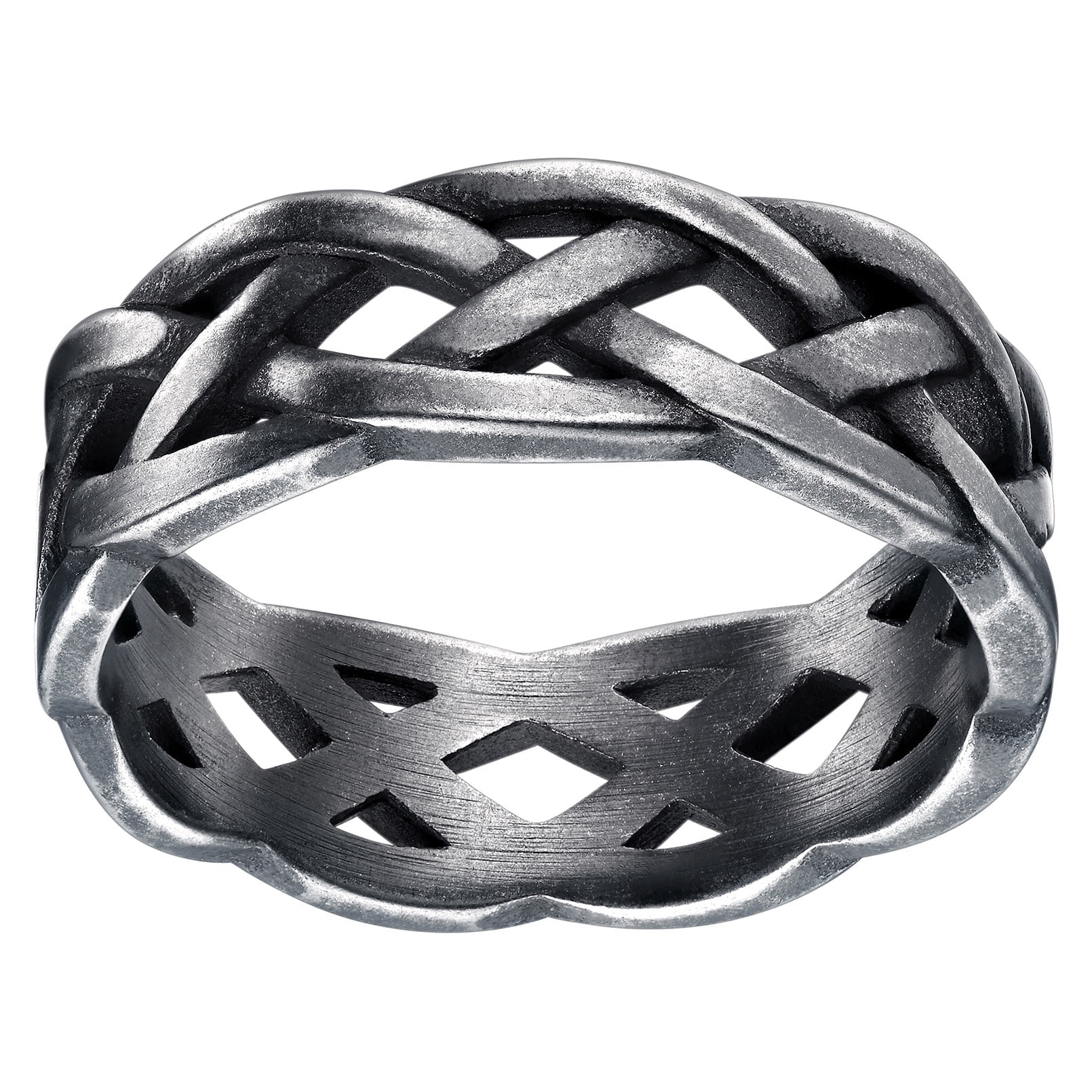 FaithHeart Celtic Knot Band Rings for Men Silver Stainless Steel Viking ...
