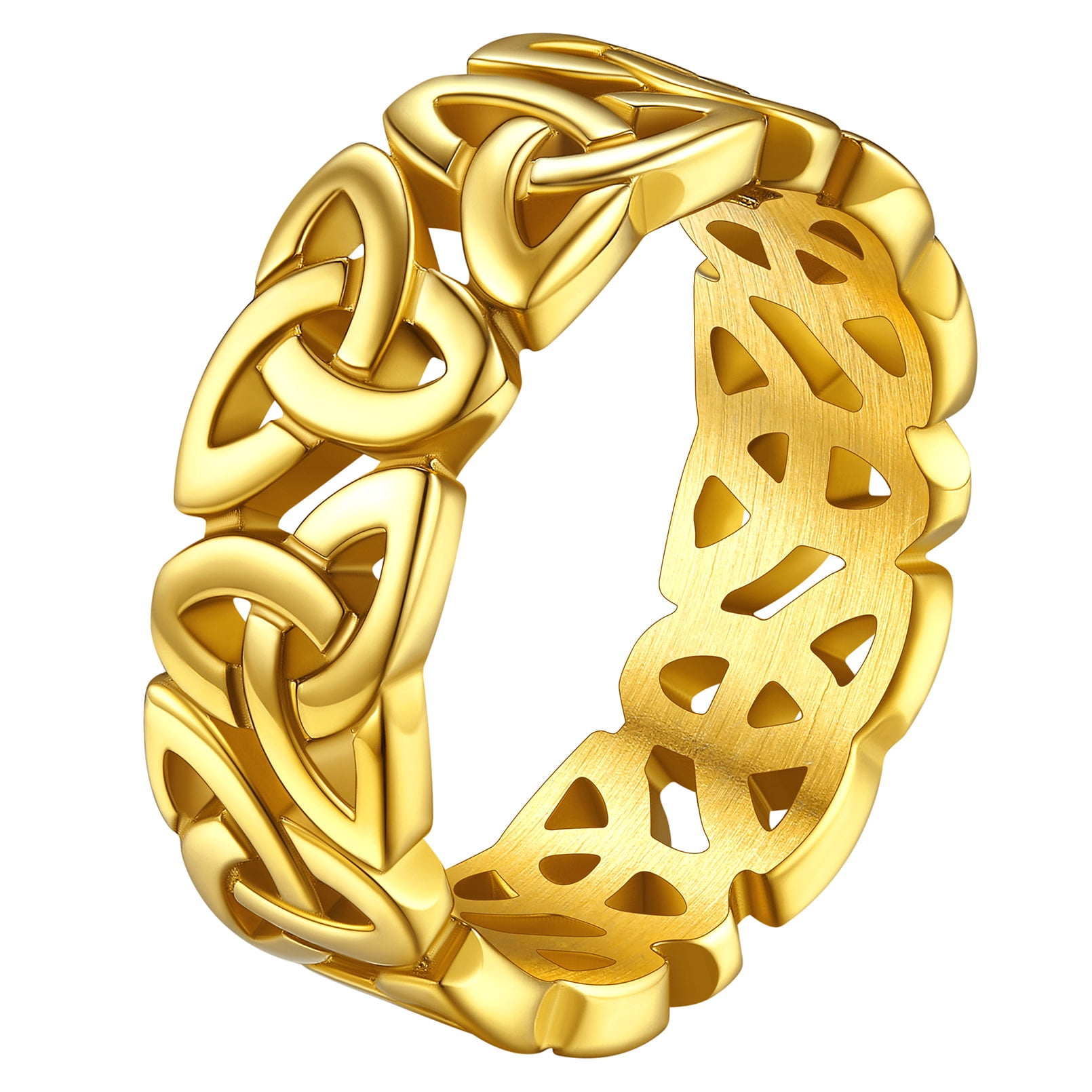 FaithHeart Celtic Knot Band Rings for Men Women Girls Stainless Steel ...