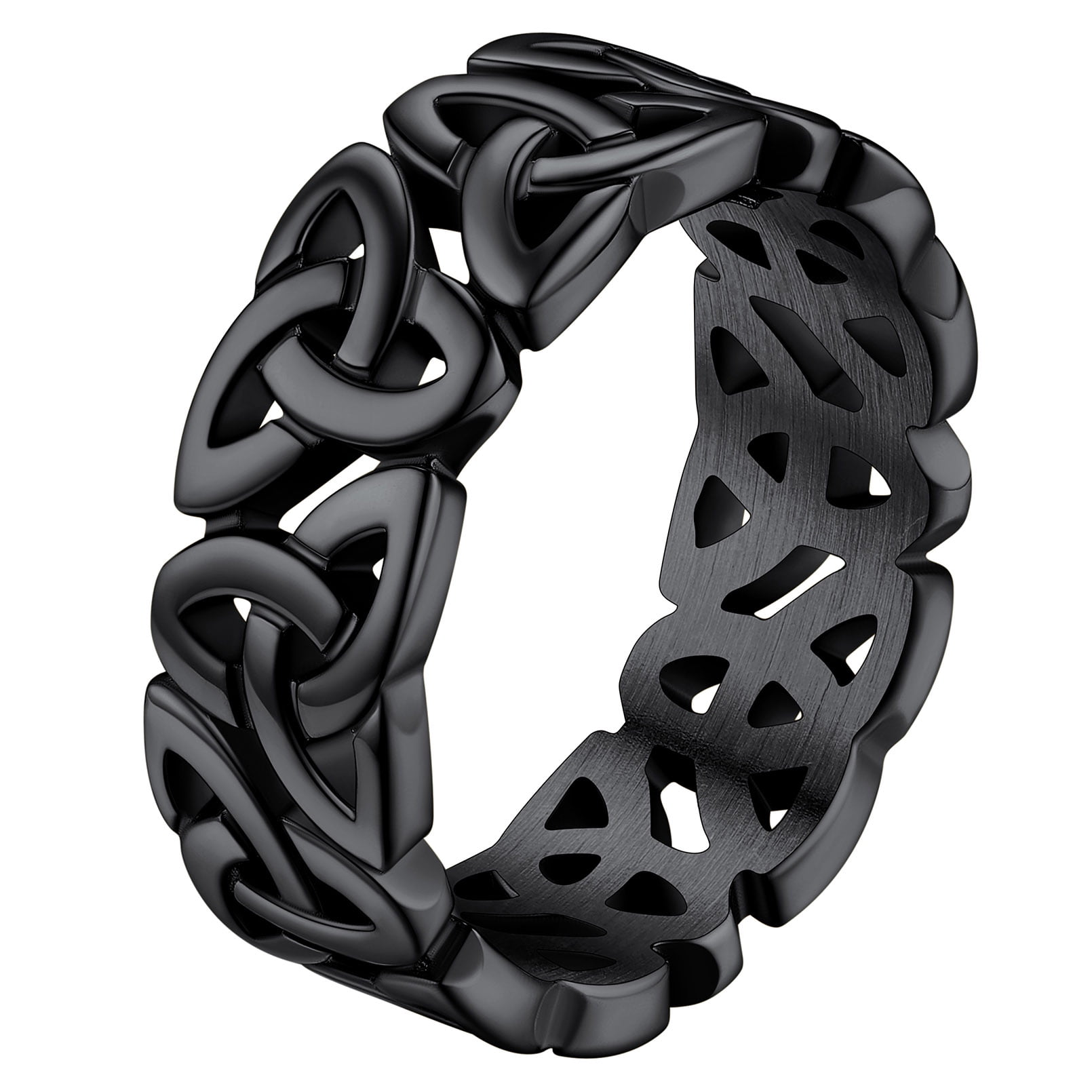 FaithHeart Celtic Knot Band Rings for Men Black Stainless Steel Viking ...