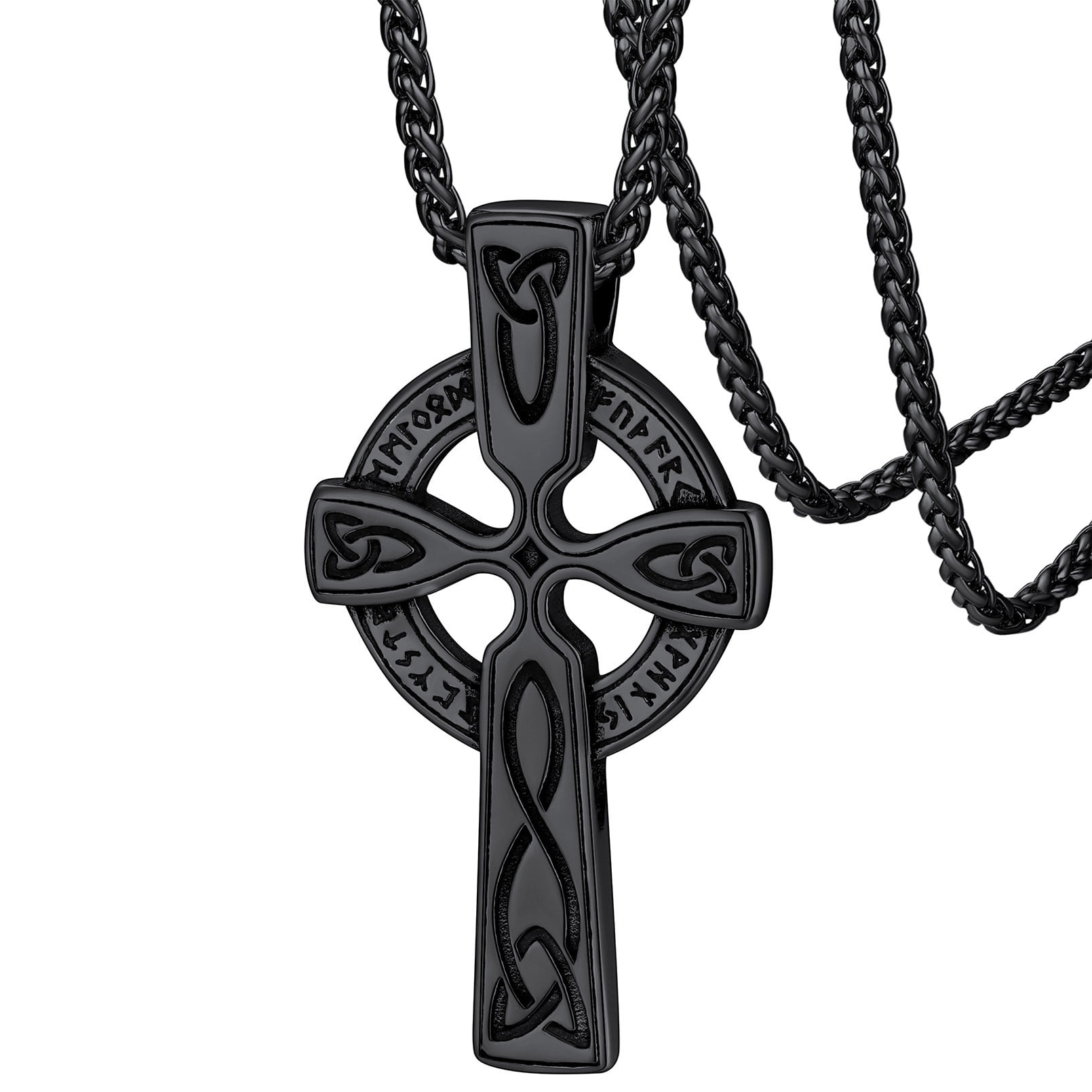 FaithHeart Celtic Knot Cross Necklace, Viking Runes Pendant for Men ...