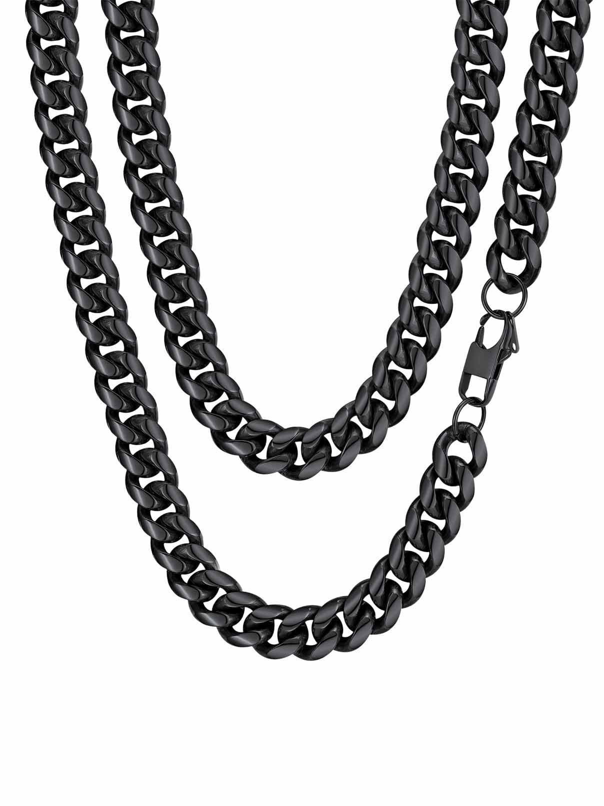 FaithHeart Chunky Miami Cuban Link Chain Necklace for Men Black ...