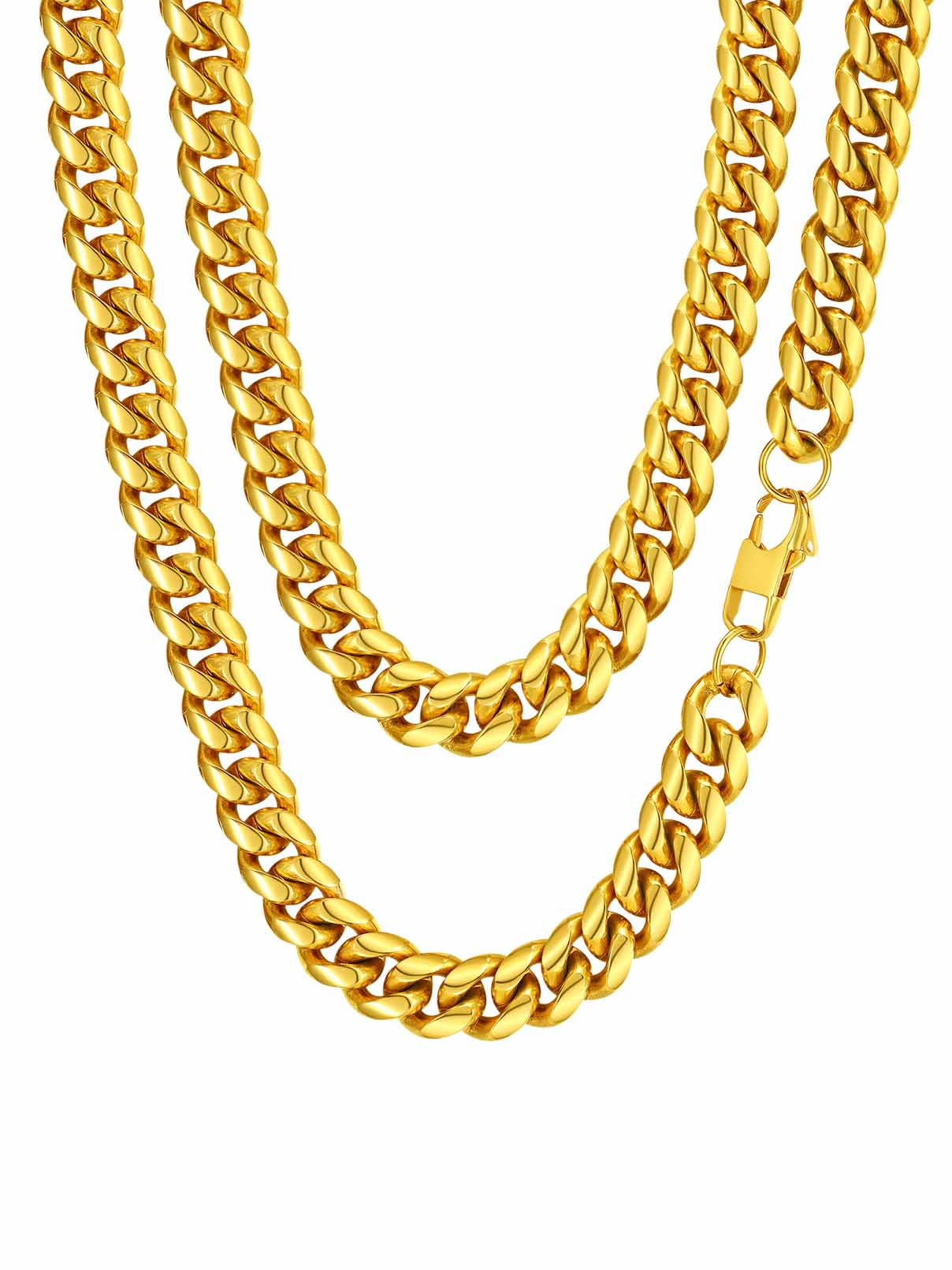 FaithHeart Chunky Miami Cuban Link Chain Necklace for Men Gold Plated ...