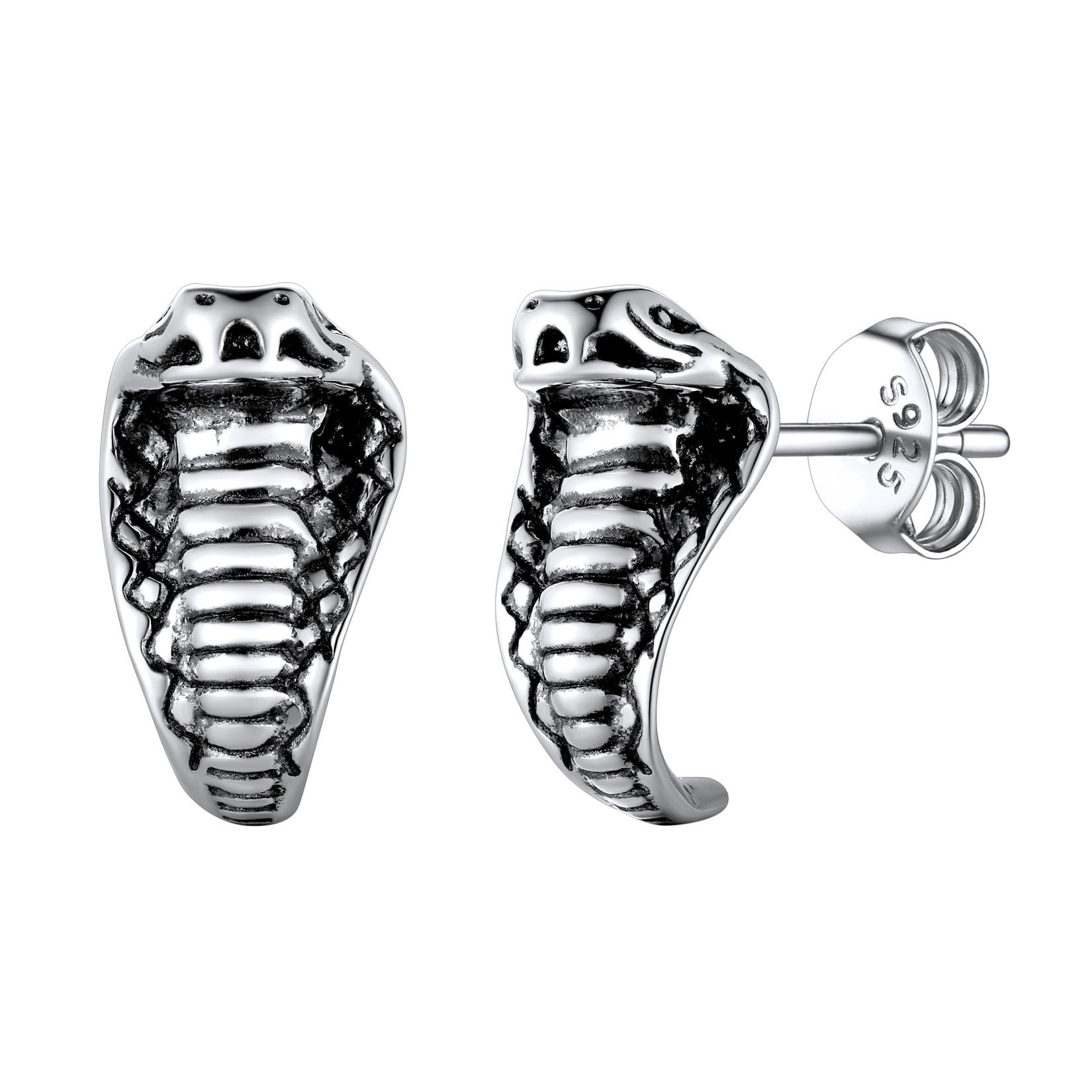 FaithHeart Cobra Snake Stud Earrings for Women Gothic Punk Sterling ...