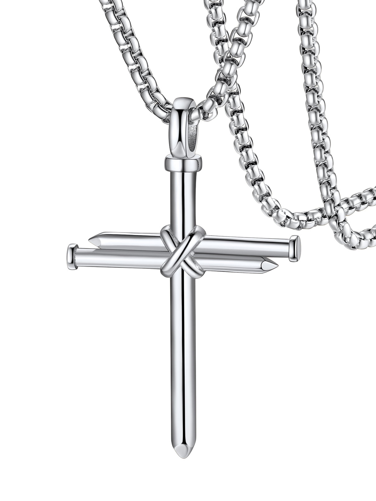 FaithHeart Cross Pendant Necklace for Men Stainless Steel Christian ...