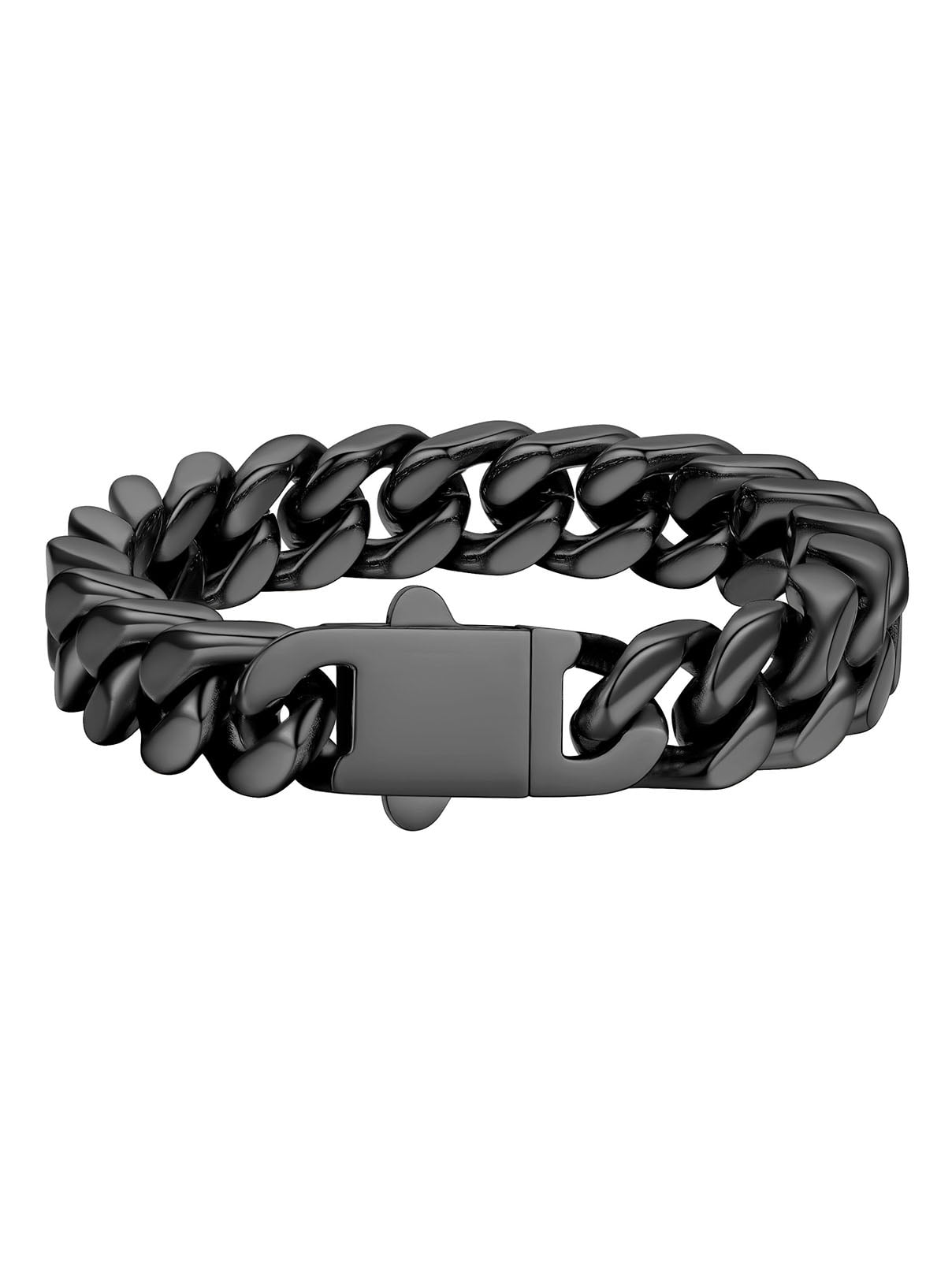 FaithHeart Cuban Link Chain Bracelets for Men, Stainless Steel Black ...