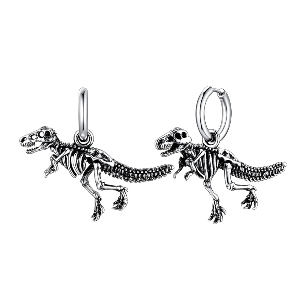 FaithHeart Dinosaur Hoop Earrings Stainless Steel Gothic T-Rex Drop ...