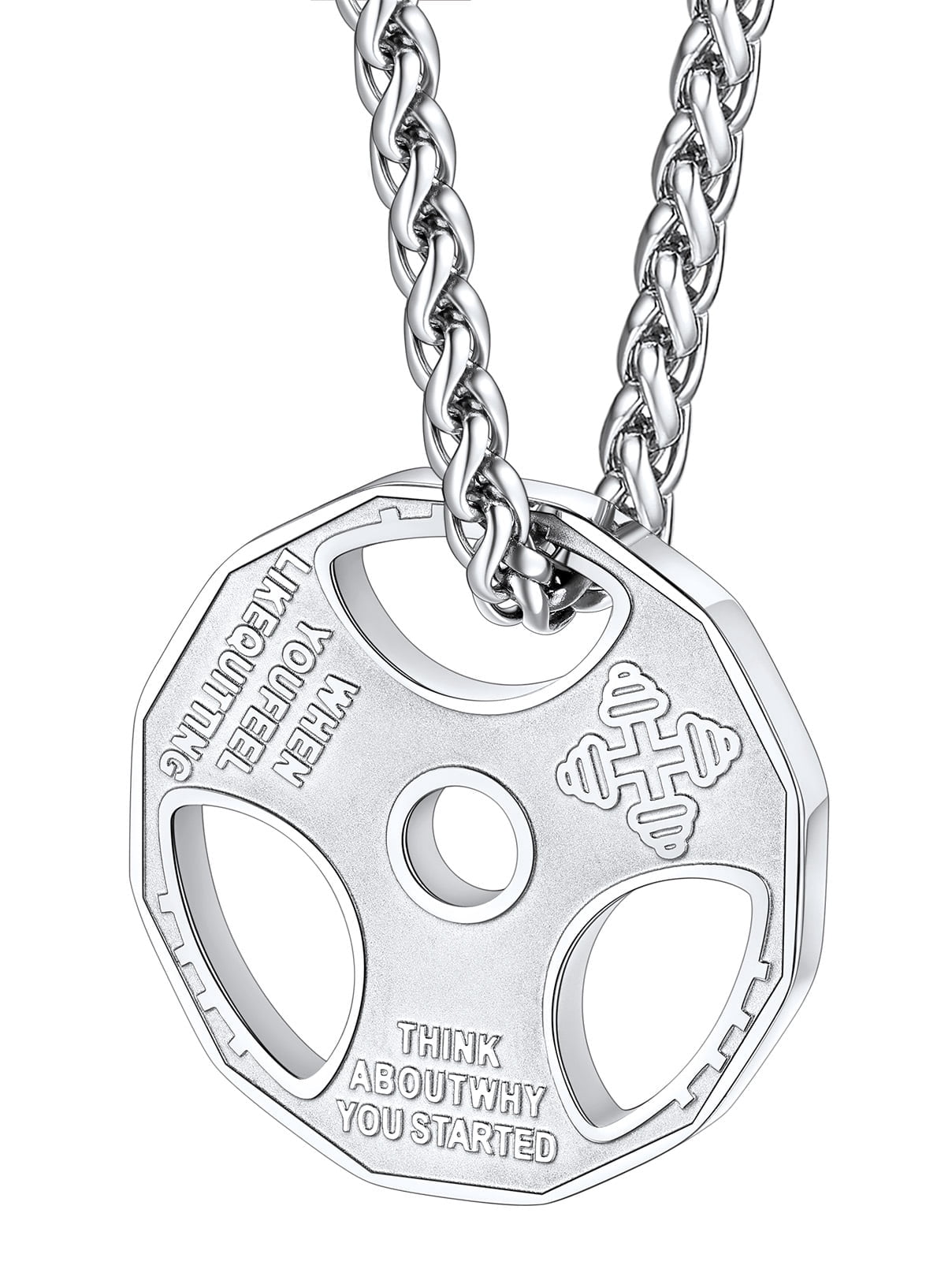 FaithHeart Dumbbell Piece Necklace for Men Sturdy Stainless Steel Hip ...