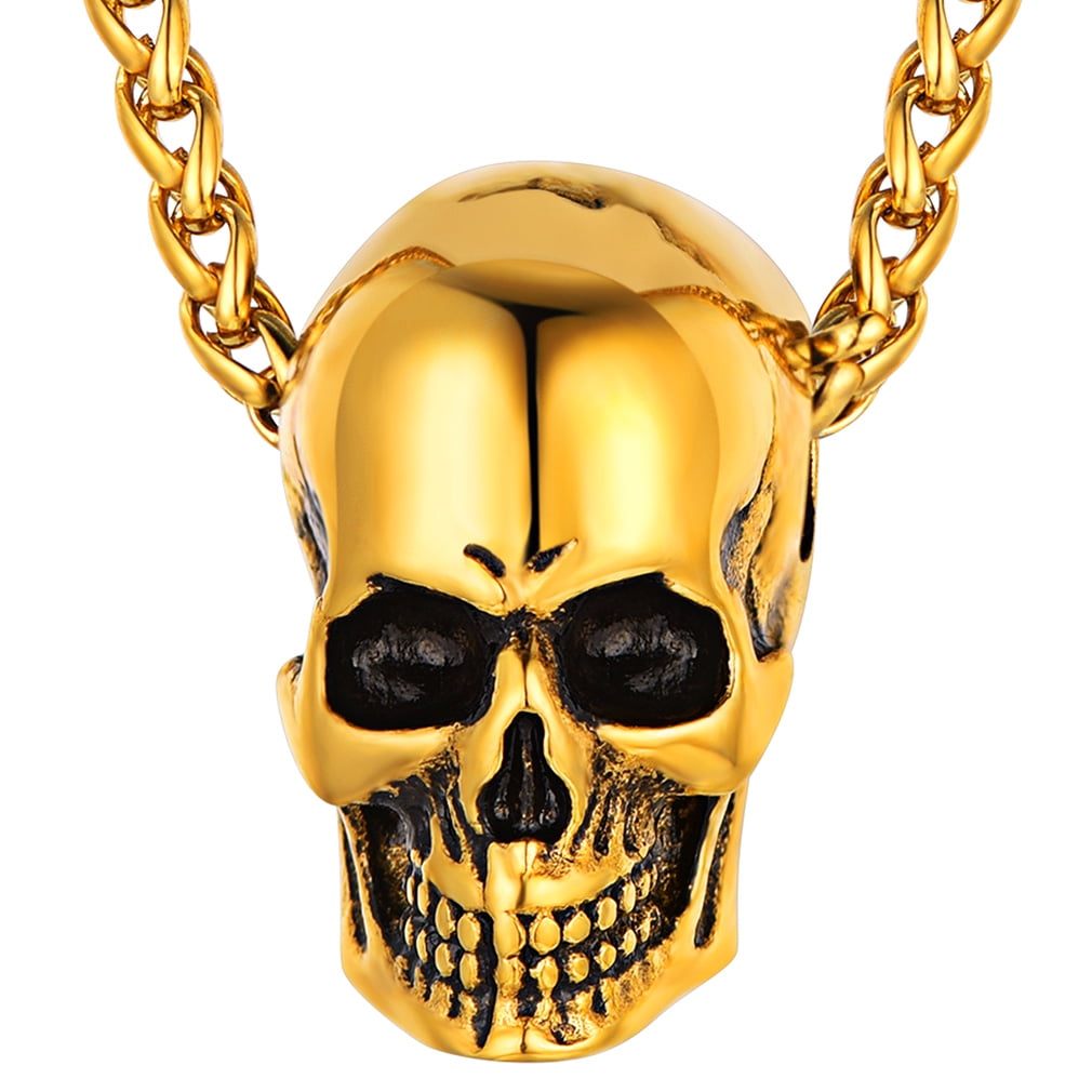 FaithHeart Gothic Devil Skull Pendant Necklace for Women Men Stainless ...