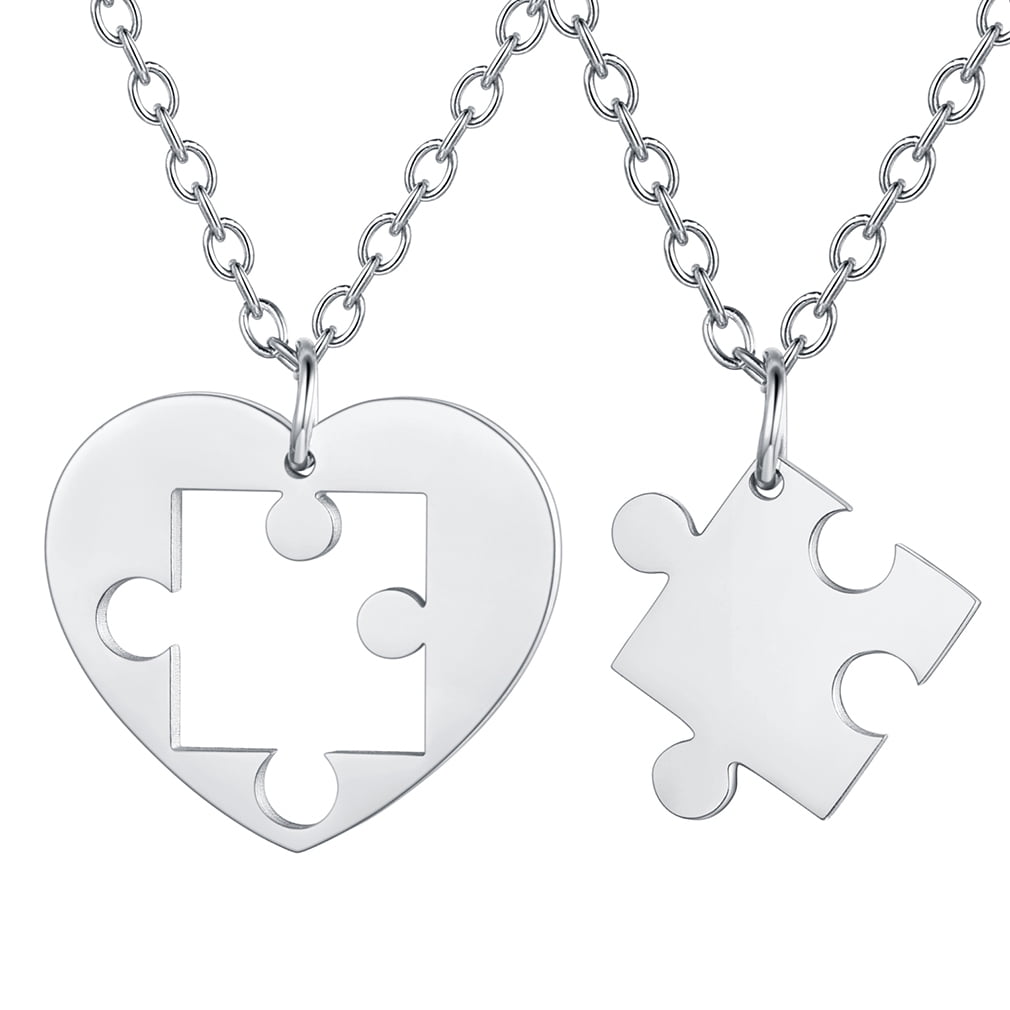 FaithHeart Heart BFF Puzzle Stitching Necklace Stainless Steel Couple ...