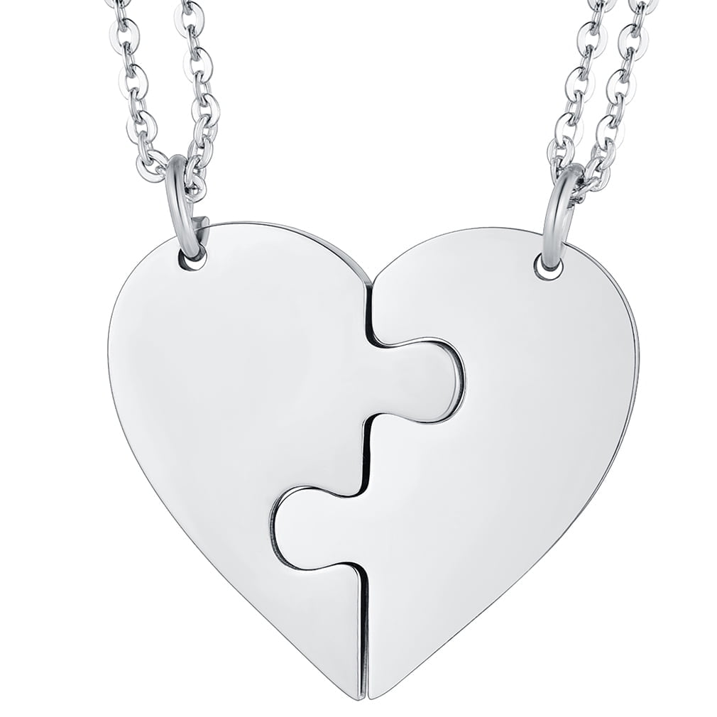 FaithHeart Heart Necklaces Set of 2 Women Men Stainless Steel Puzzle ...