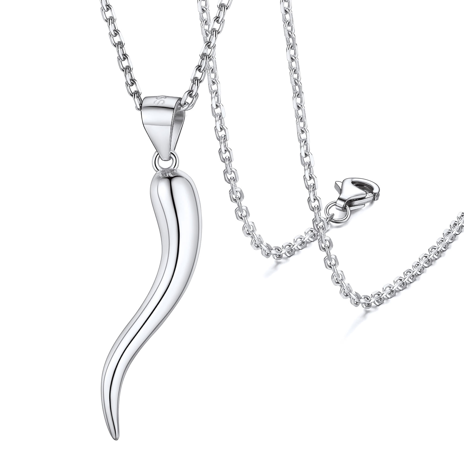 FaithHeart Italian Horn Pepper Pendant Necklace for Women Men Sterling ...