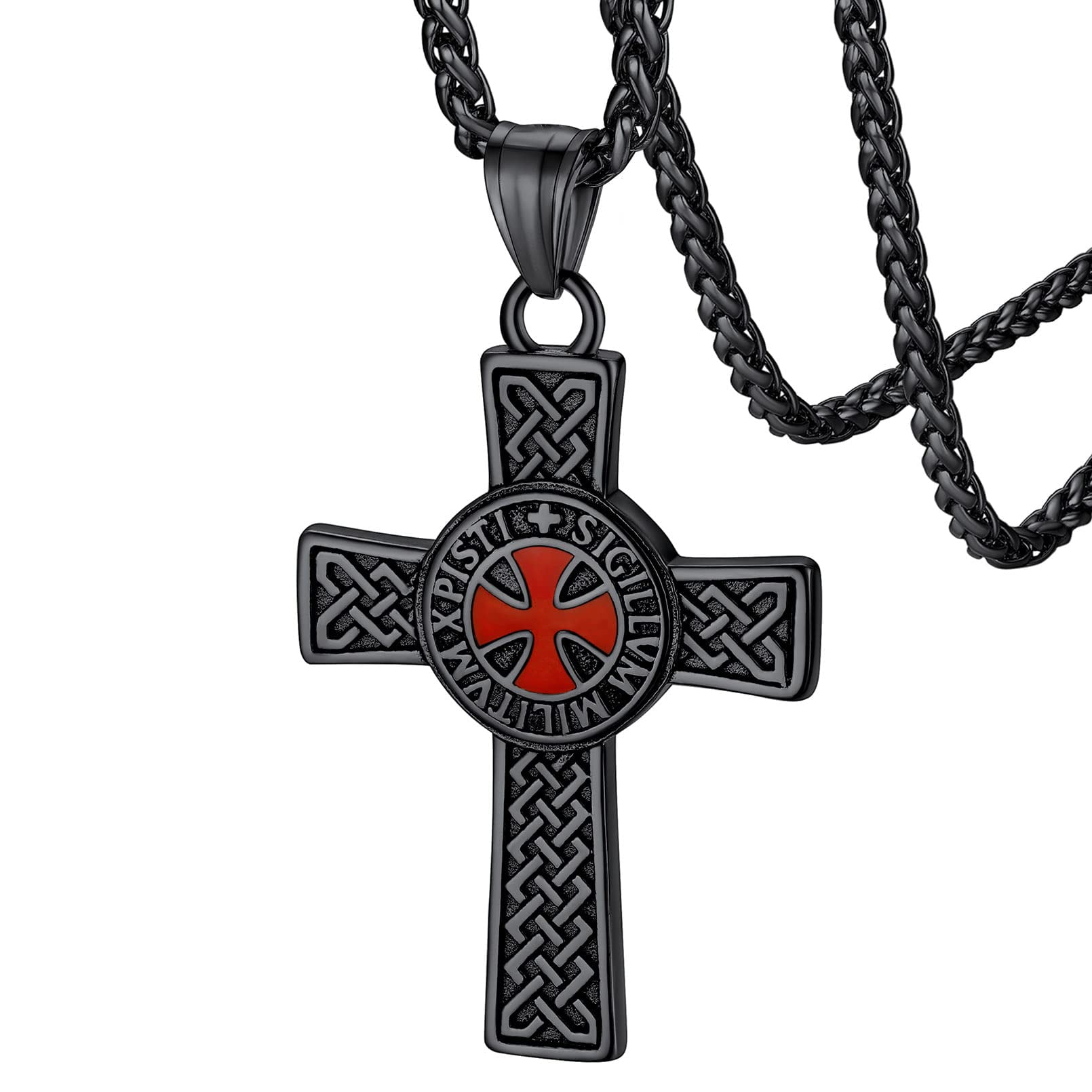 FaithHeart Knights Templar Necklace, Stainless Steel Pendant for Men ...