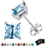 FaithHeart March Birthstone Stud Earrings for Women 925 Sterling Silver ...