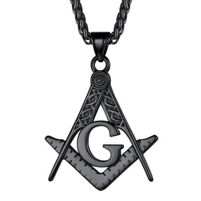 FaithHeart Masonic Chain Necklace, Freemason Compass Symbol Pendant ...